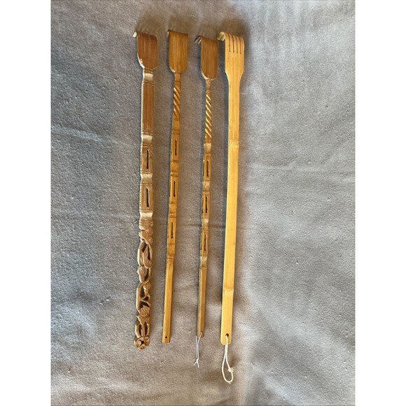Other | Lot Of 4 Vtg Detailed Wooden Back Scratchers W Hanger Holes ...